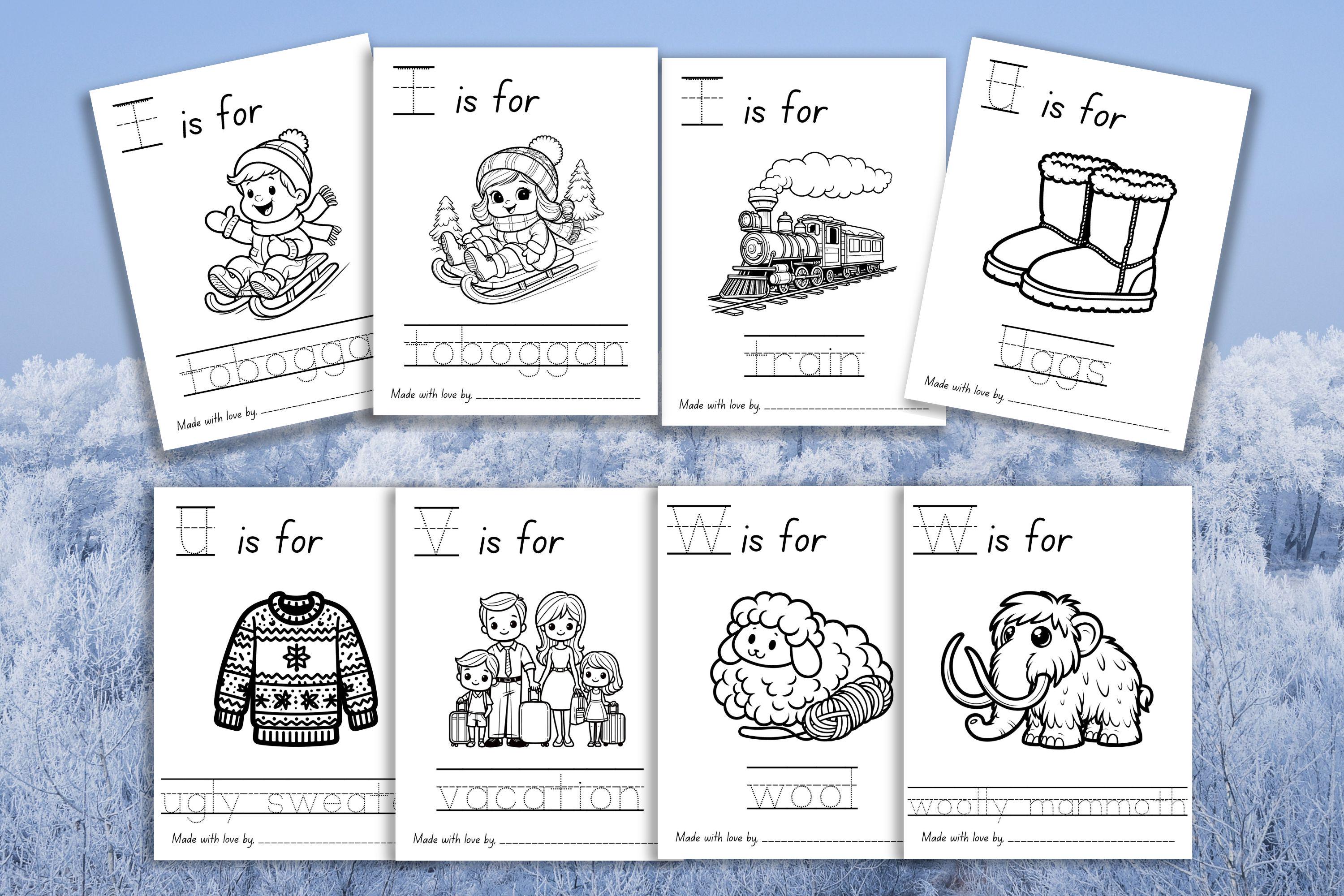ABC Coloring Book Baby Shower Game, Winter Wonderland Alphabet, Baby ...