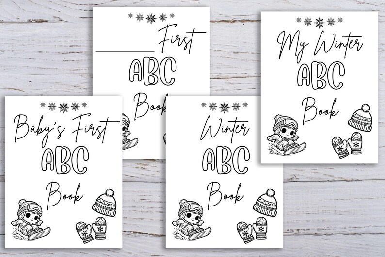 ABC Coloring Book Boy Baby Shower Game, Winter Snow Sport Alphabet ...