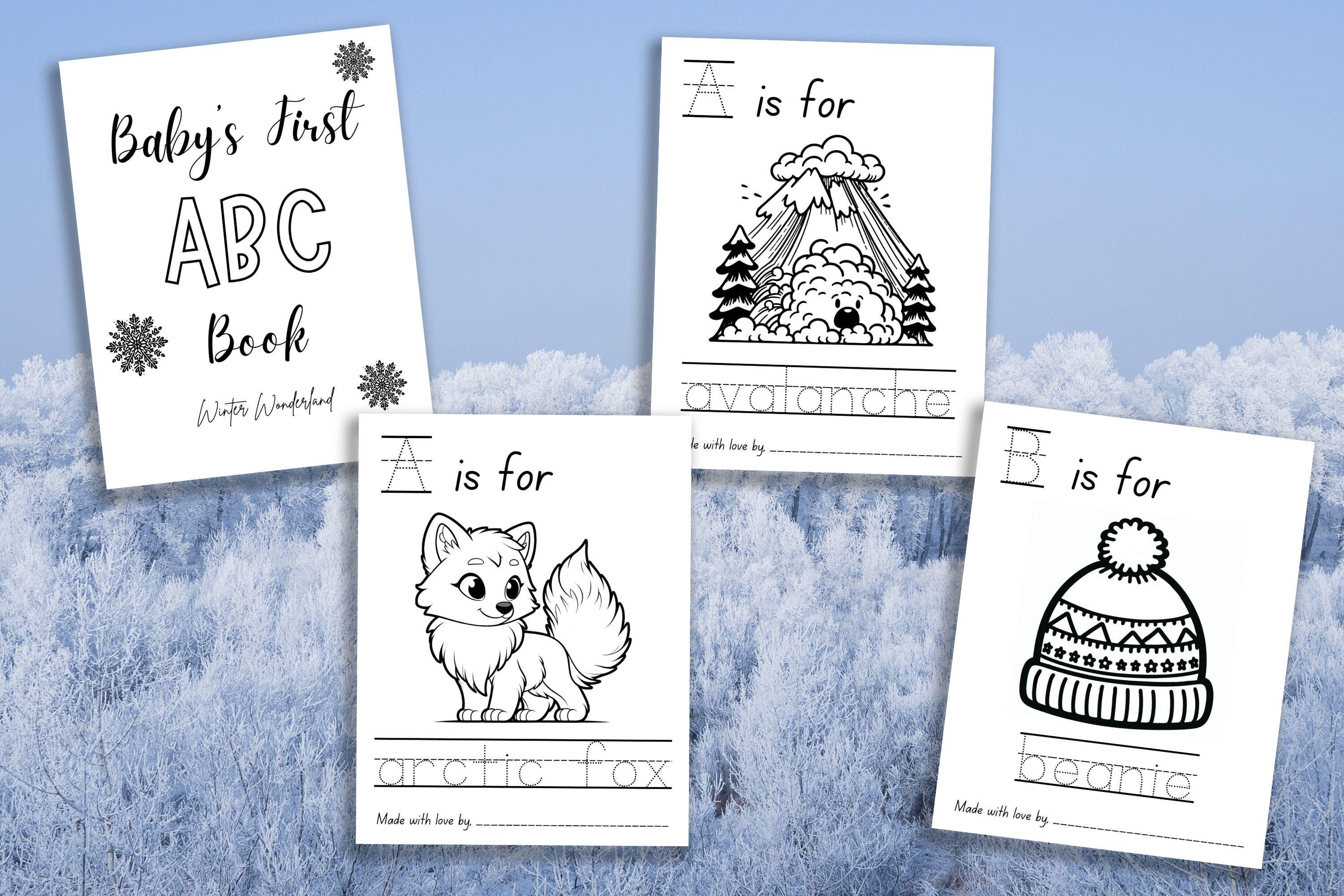 ABC Coloring Book Baby Shower Game, Winter Wonderland Alphabet, Baby ...