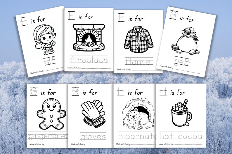 ABC Coloring Book Baby Shower Game, Winter Wonderland Alphabet, Baby ...