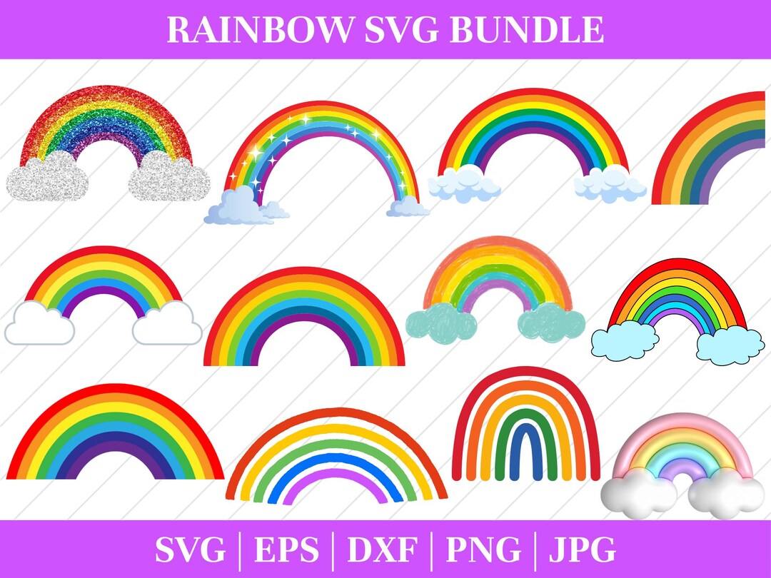 Rainbow SVG Bundle: Weather Clip Art, Kids Designs (digital Download ...