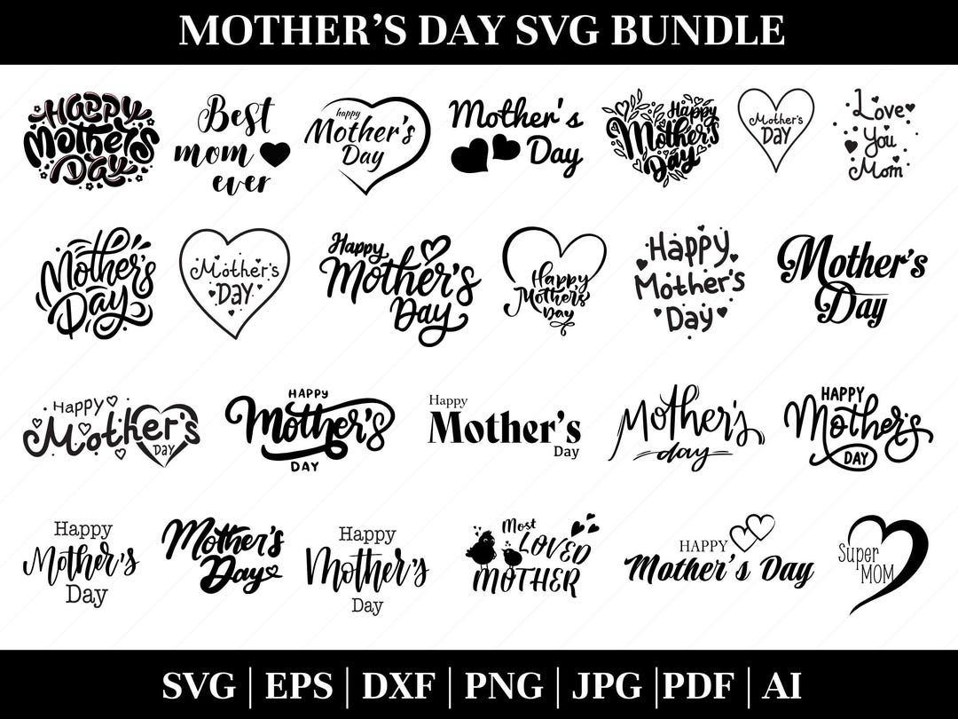 Happy Mother's Day SVG Bundle: Mom Heart, Shirt Cricut Files (digital ...