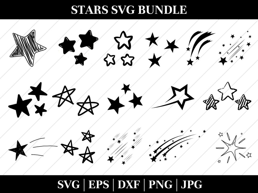 Star Svg Bundle, Sparkling Stars Svg Dxf Png Eps, Star Cut Files, Star ...
