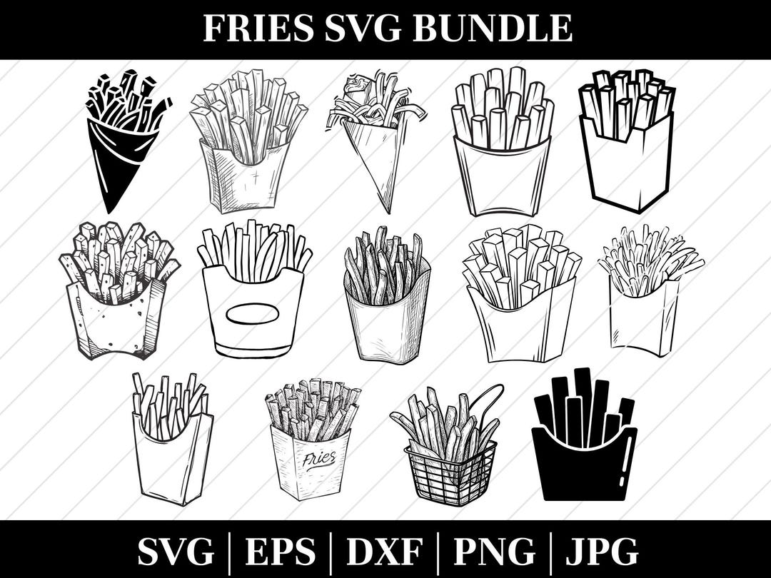 FRENCH FRIES SVG Bundle, Crisps Svg, Food Svg Bundle, Food Svg, Instant ...