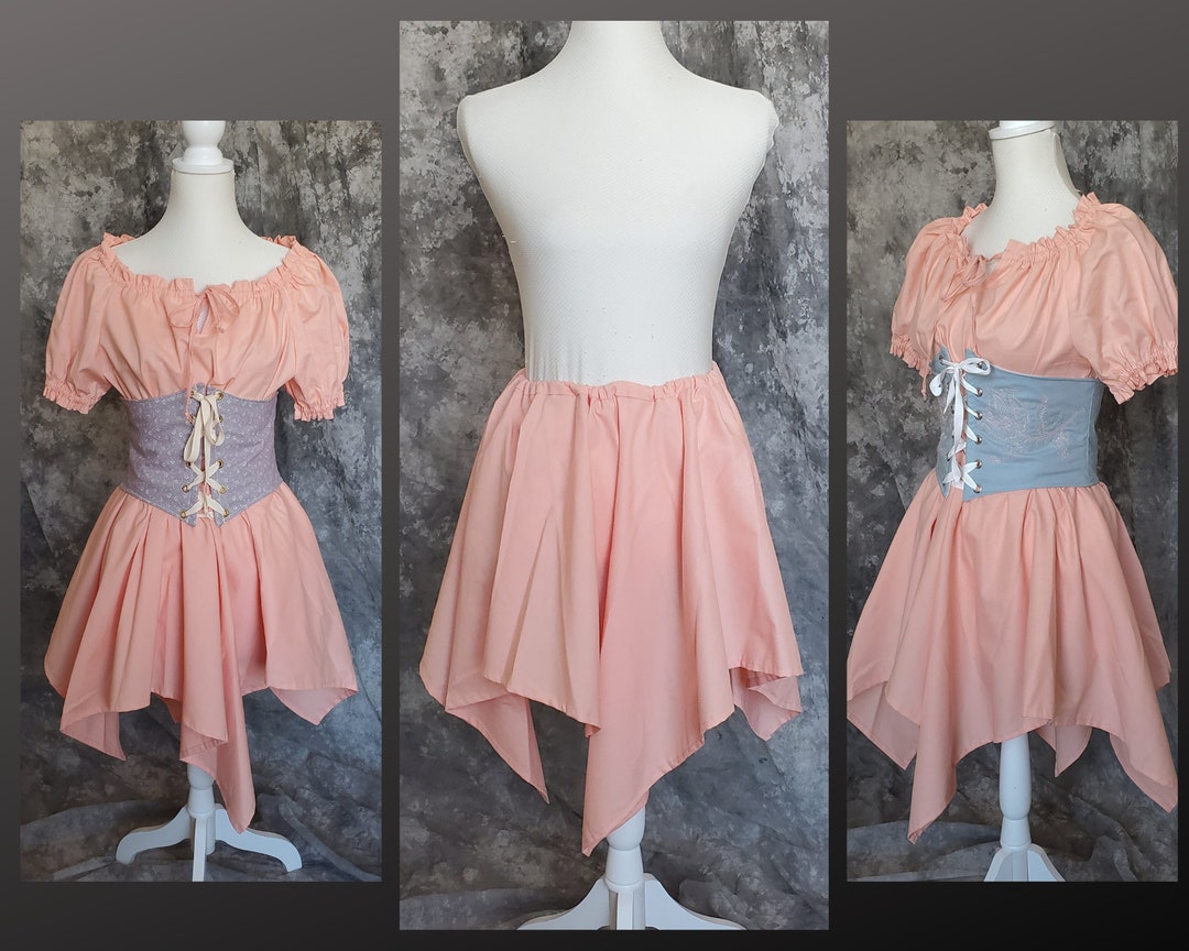 Handkerchief Skirt in Peach, Renaissance, Pirate, Elf, Fairy, Costume ...