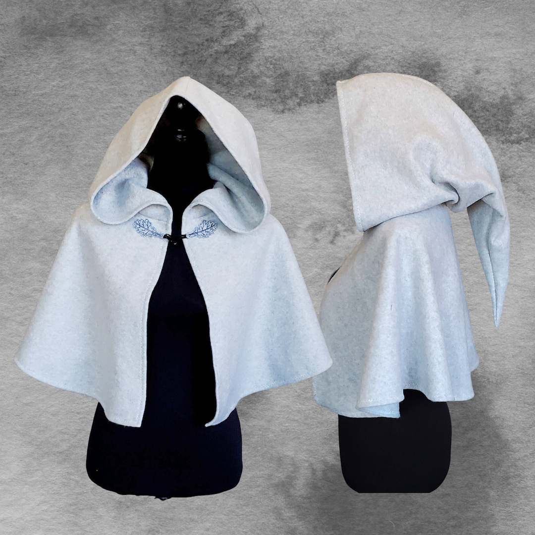 Light Gray Hooded Caplet, Pixie Hood, Renaissance Costume, Medieval ...