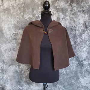 Brown Hooded Caplet, Pixie Goblin Hood, Fleece Capelet, Renaissance ...