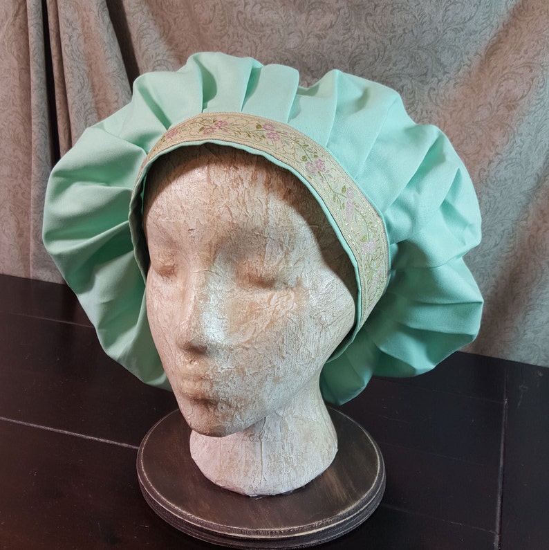 Medieval Caul in Light Mint Green Muffin Hat Cap Renaissance | Etsy
