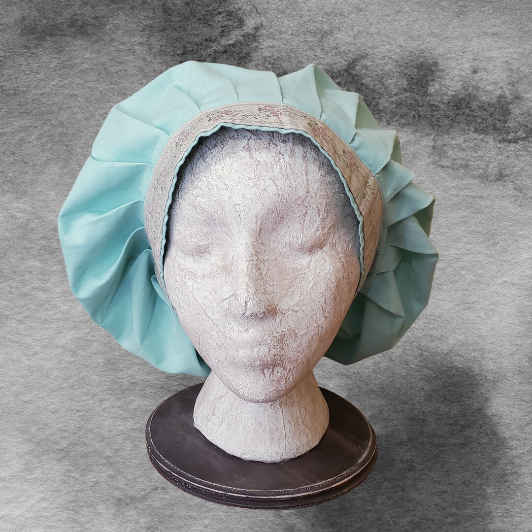 Medieval Caul in Light Mint Green, Muffin Hat Cap, Renaissance Hat ...