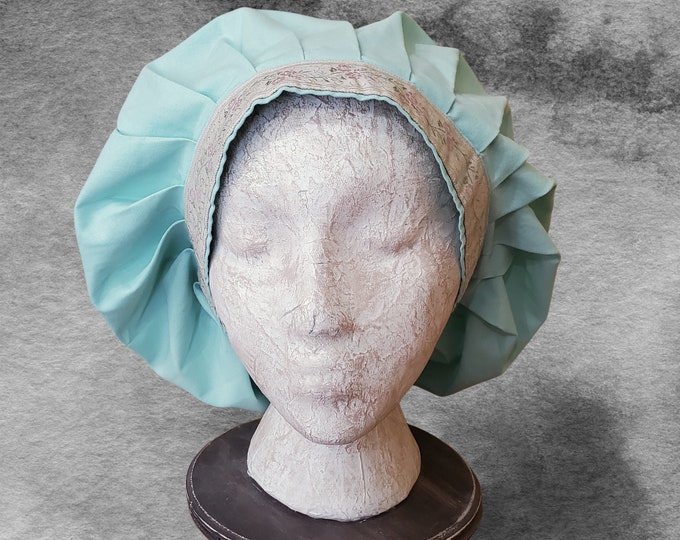 Medieval Caul in Light Mint Green, Muffin Hat Cap, Renaissance Hat ...