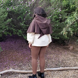 Brown Hooded Caplet, Pixie Goblin Hood, Fleece Capelet, Renaissance ...