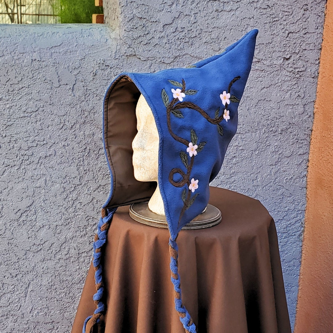 Blue Flower Vine Pixie Bonnet, Fairy Gnome Hat, Cottagecore Style Elf ...