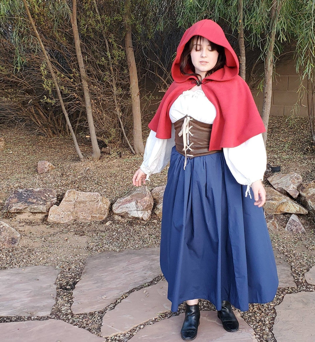 Red Hooded Caplet Fleece Capelet Renaissance Costume - Etsy