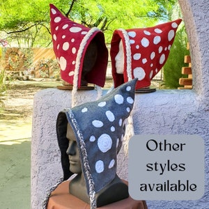 Blue Flower Vine Pixie Bonnet, Fairy Gnome Hat, Cottagecore Style Elf ...