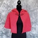 Red Hooded Caplet, Fleece Capelet, Renaissance Costume, Medieval Cape ...