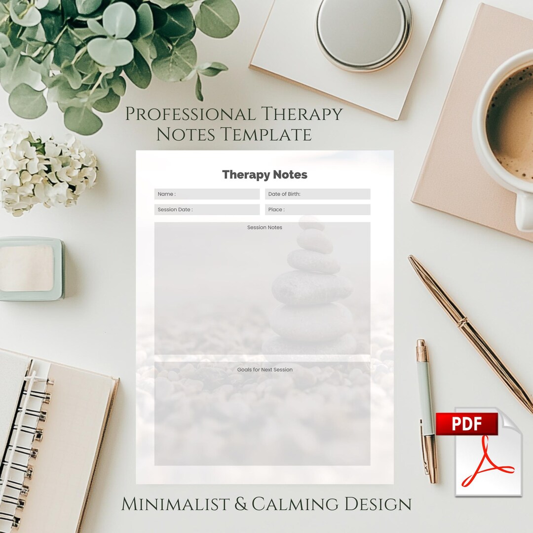 Therapy Notes Printable Digital PDF/PNG Professional & Minimalist ...