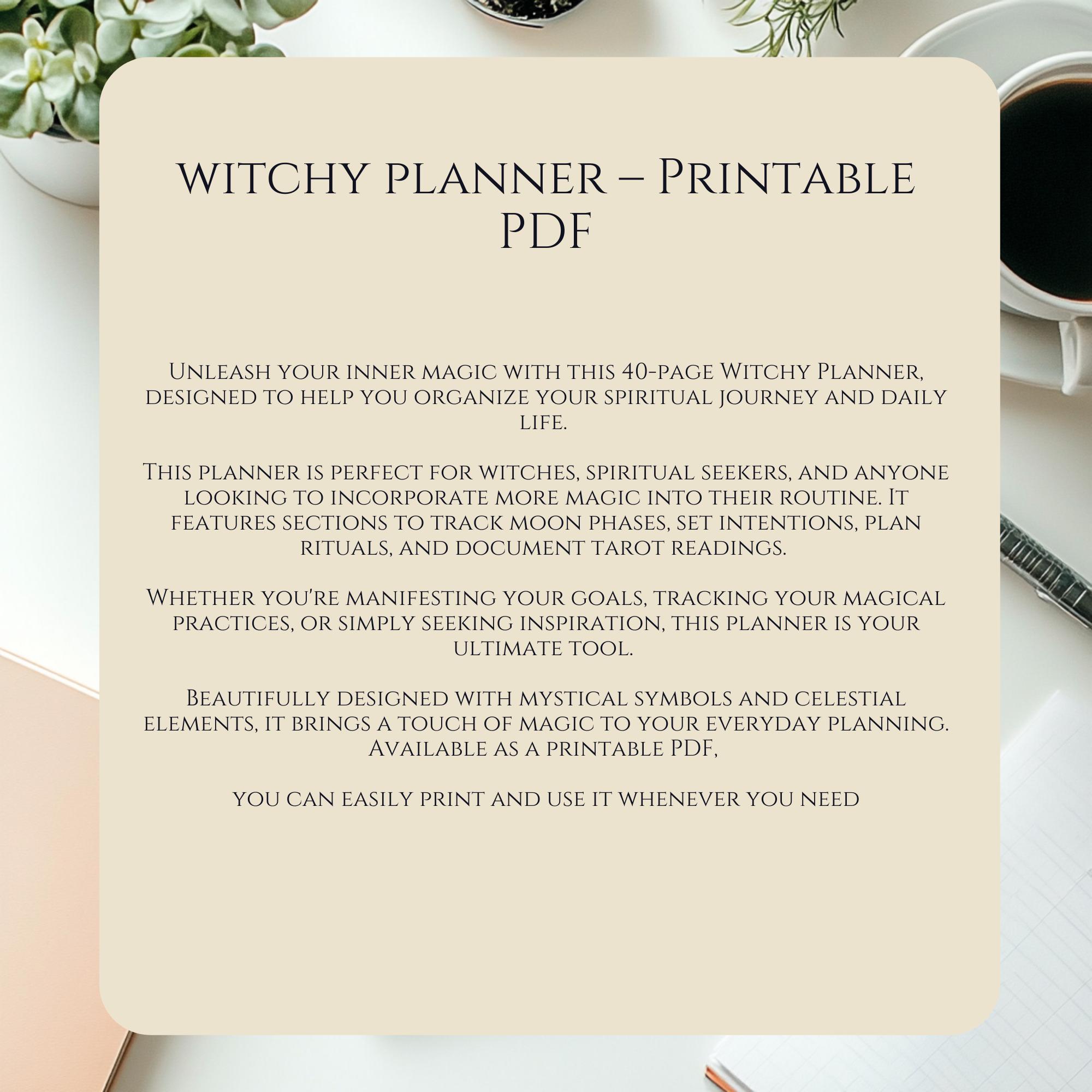 Witchy Planner | 40-page PDF | Track Moon Phases, Plan Rituals, Set ...