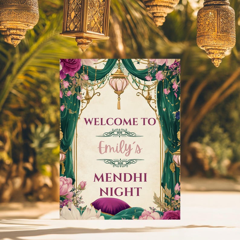 Elegant Mehndi Welcome Sign | Indian Wedding Decor (digital Download ...