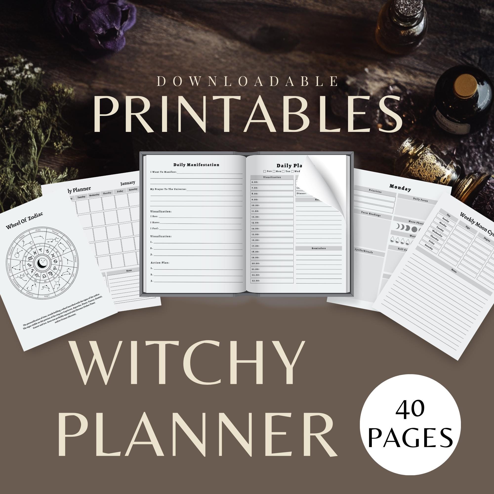 Witchy Planner 40-page PDF Track Moon Phases, Plan Rituals, Set ...