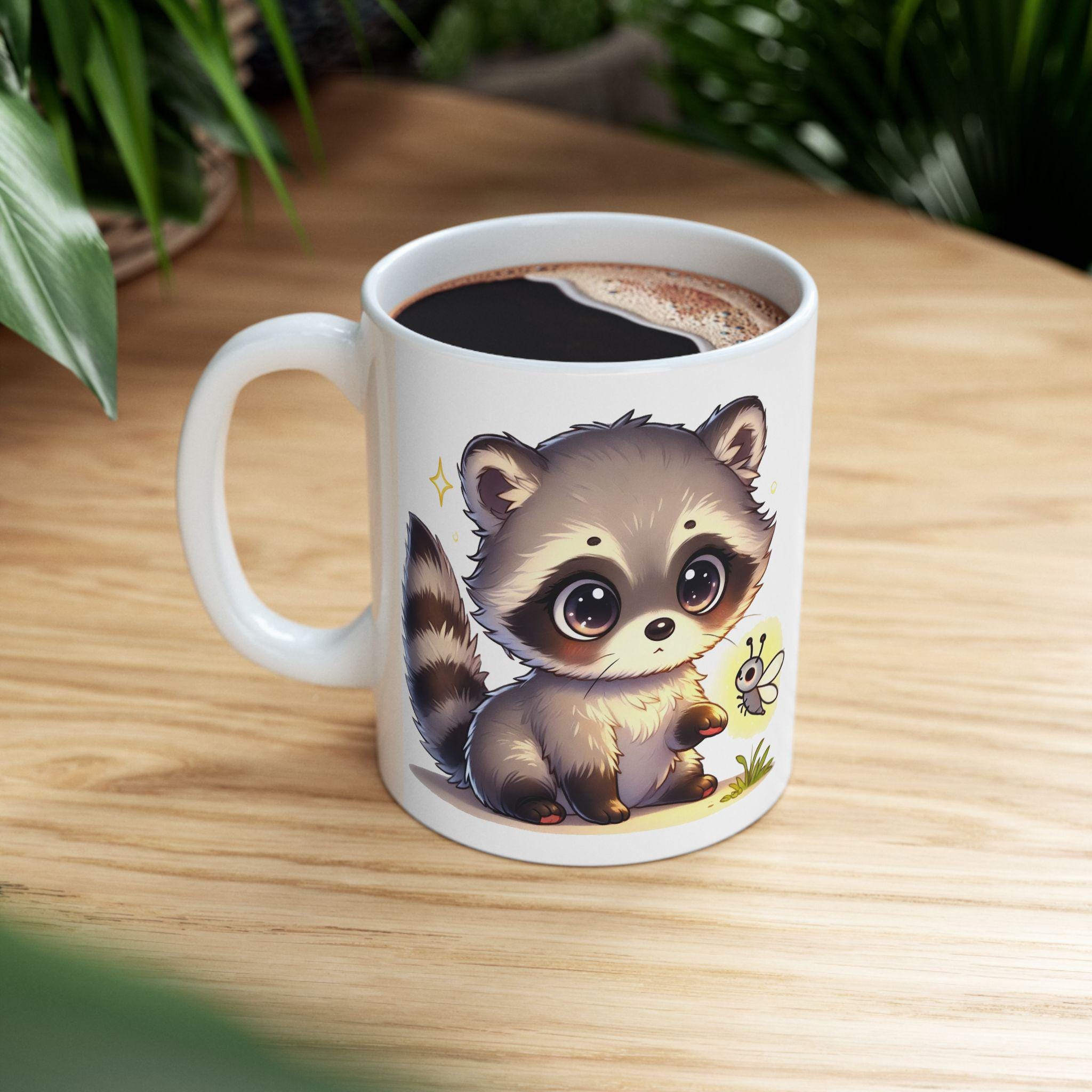 Curious Raccoon Mug - Cute Animal Friendship Coffee Cup, Sweet Gift for ...