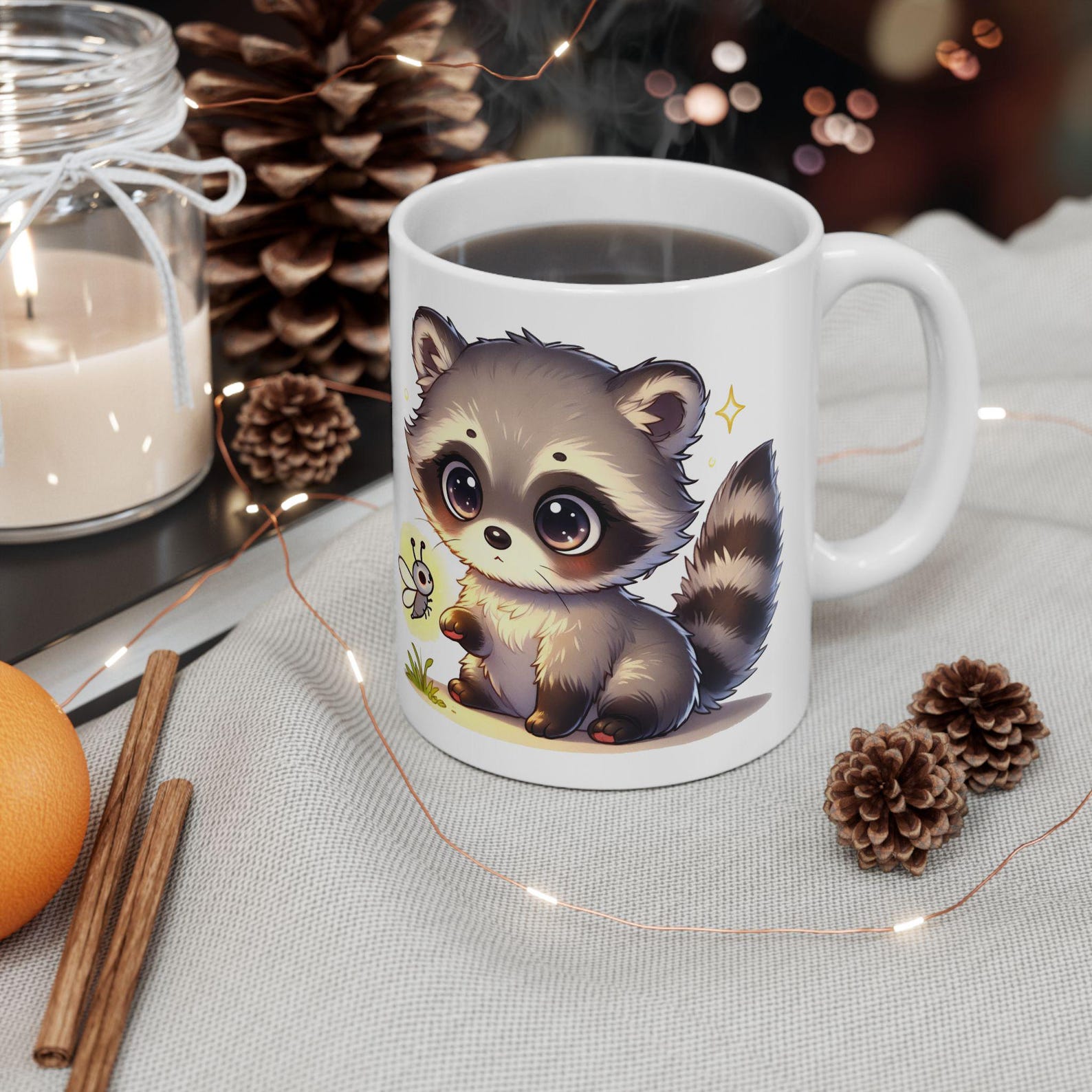 Curious Raccoon Mug - Cute Animal Friendship Coffee Cup, Sweet Gift for ...