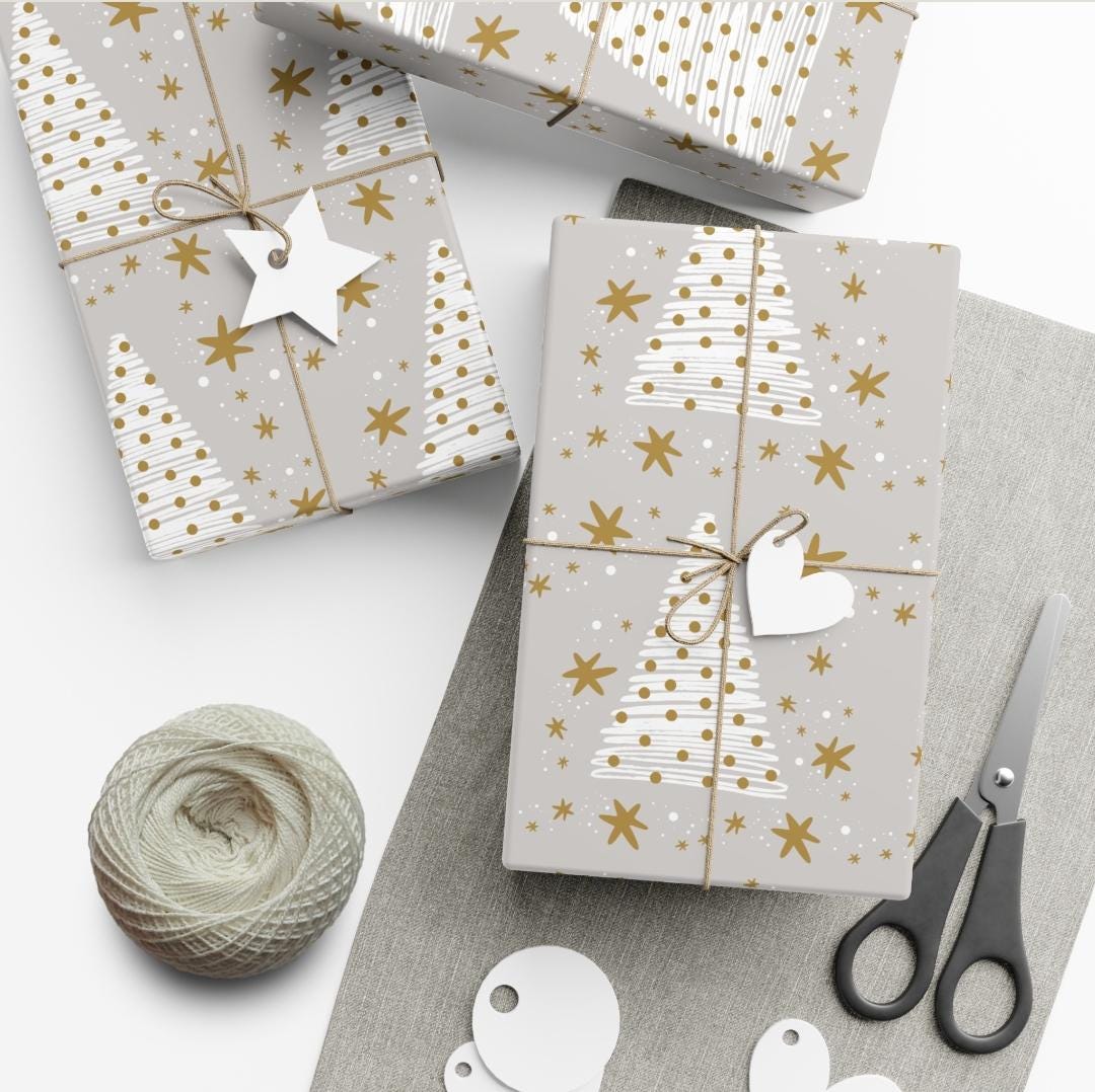Gift Wrap Paper- White Trees - Etsy