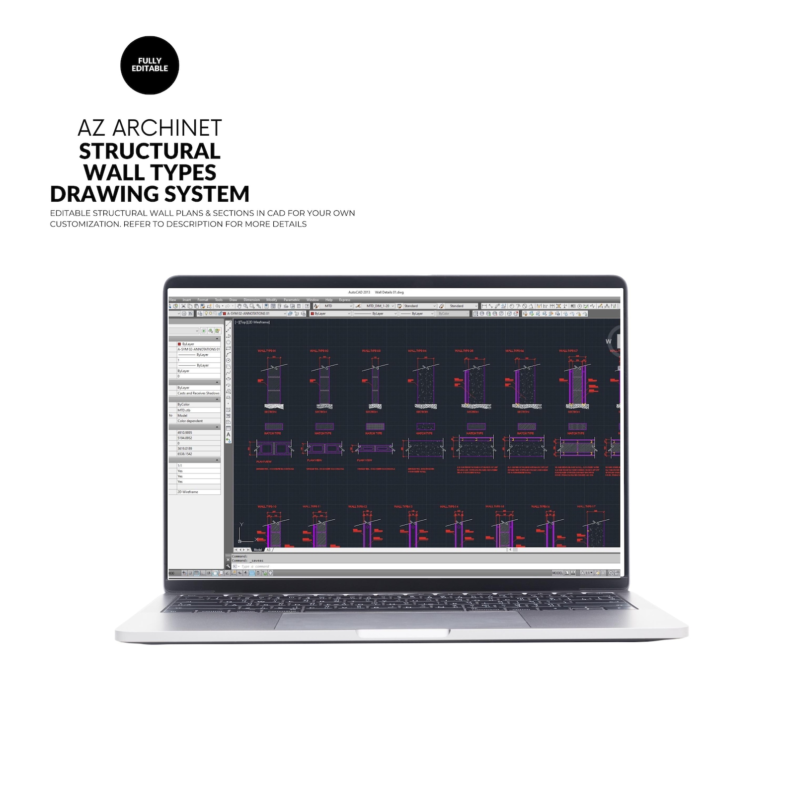 Autocad Template Pack, Wall Type Drawing System Schematics, Autocad ...