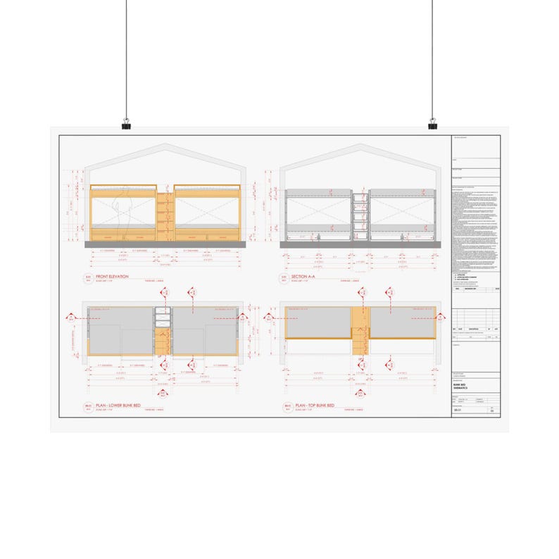 Autocad Sample Dwg Bunk Bed Design - Schematic Drawings - Etsy