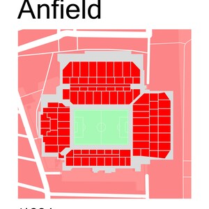 Anfield Stadium Poster: Liverpool FC, Mid-century Modern Print (digital ...
