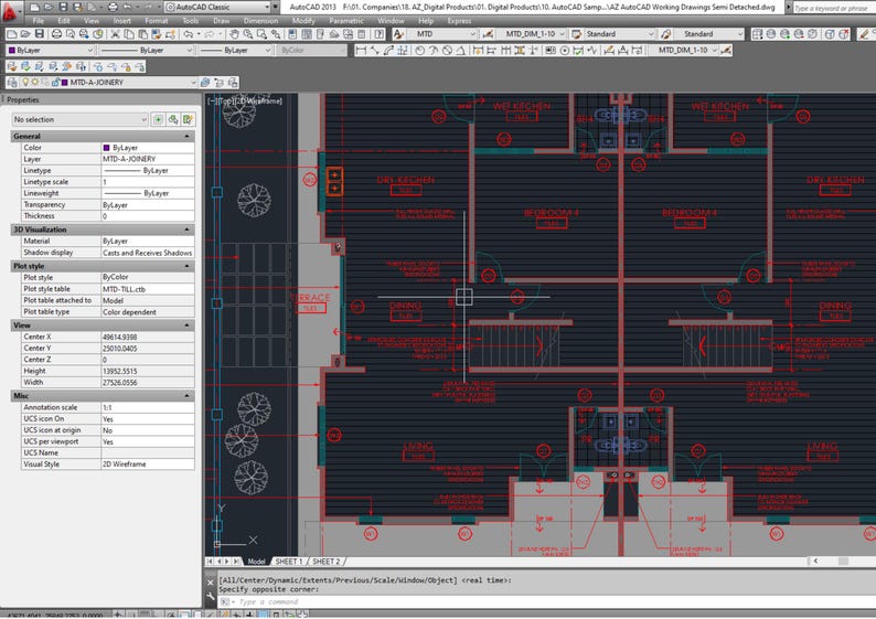 Dibujos de AutoCAD de ejemplo de casa adosada - Etsy México