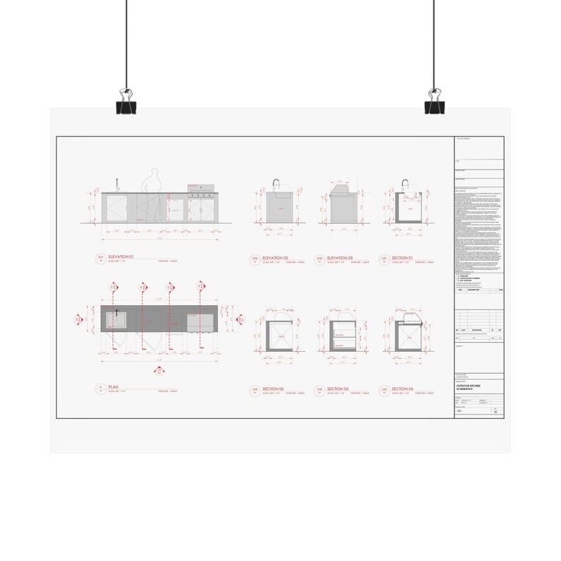Customized Outdoor Kitchen Schematic Drawings - Etsy