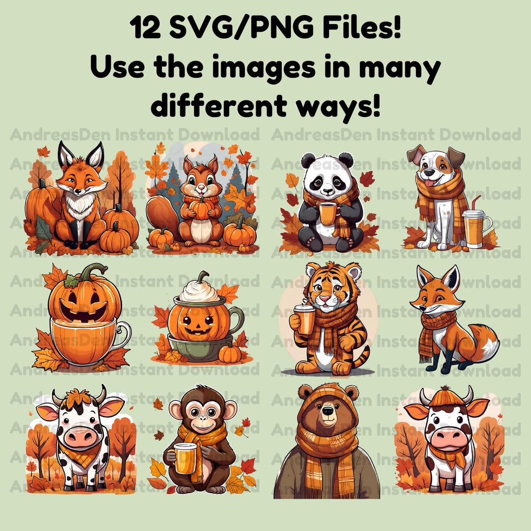 Fall SVG Bundle for Crafting, Autumn SVG and PNG Bundle, Sublimation ...