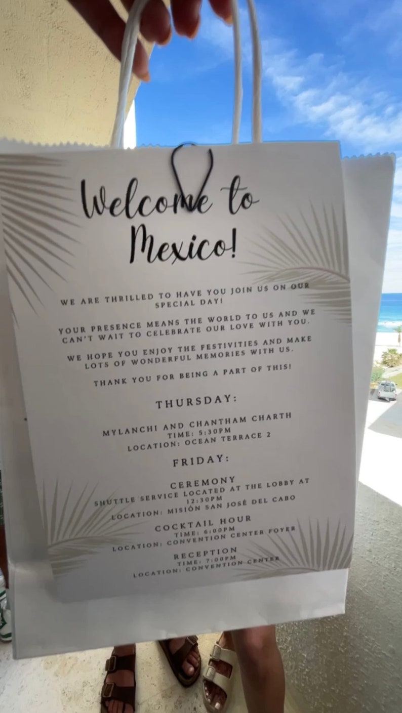 Welcome Bag Itinerary Template, Wedding Timeline Card, Order of Events ...
