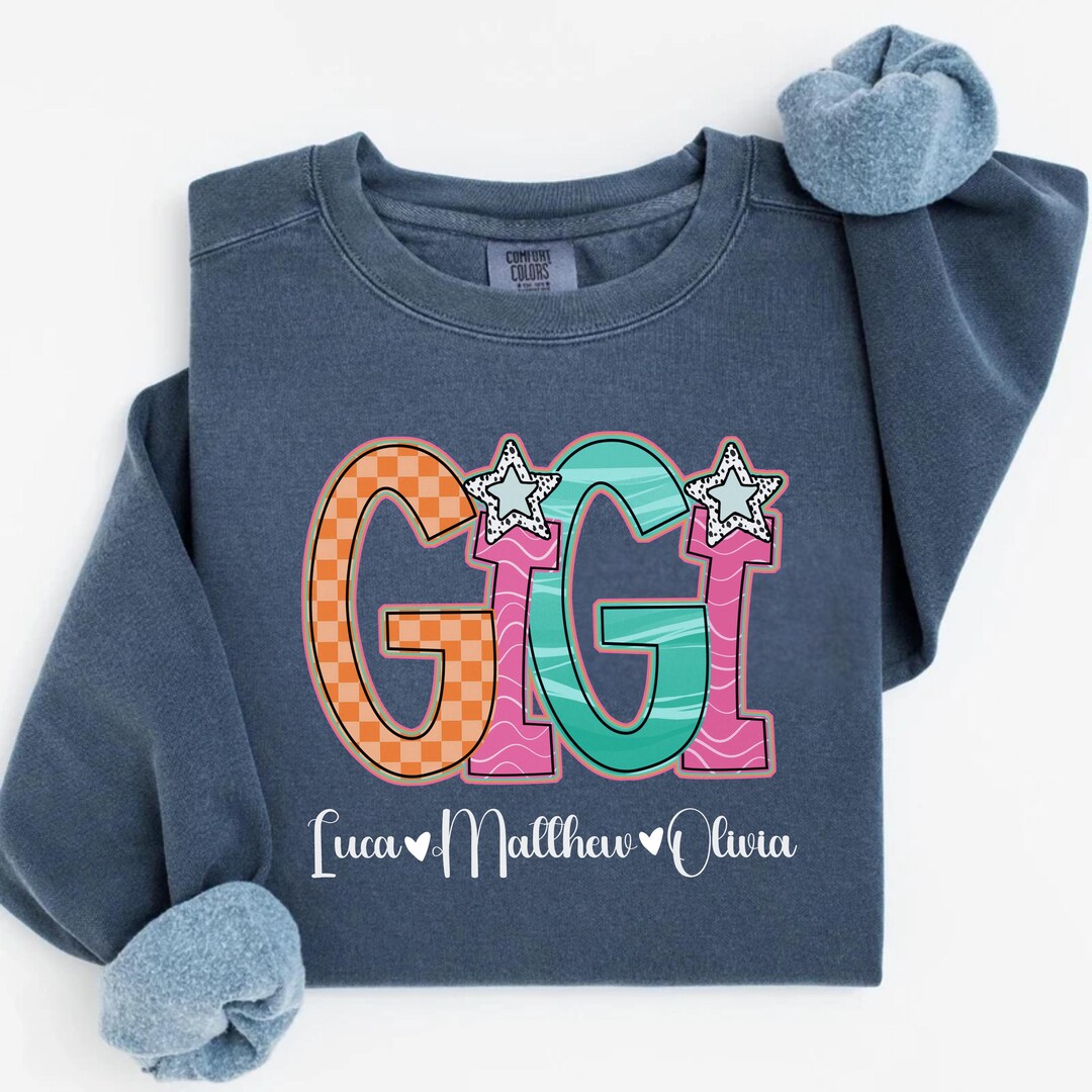 Personalized Gigi Sweatshirt, Preppy Gigi Shirt, Gift for Grandma, Gigi ...