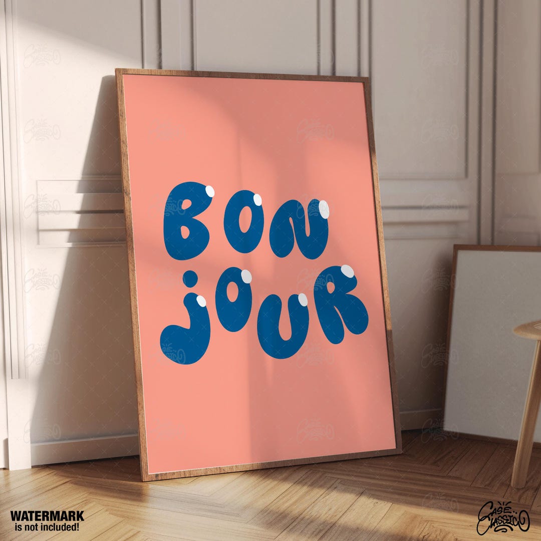 Bonjour Print, Cute Poster, Indie Room Decor, Quote Prints, Typography ...