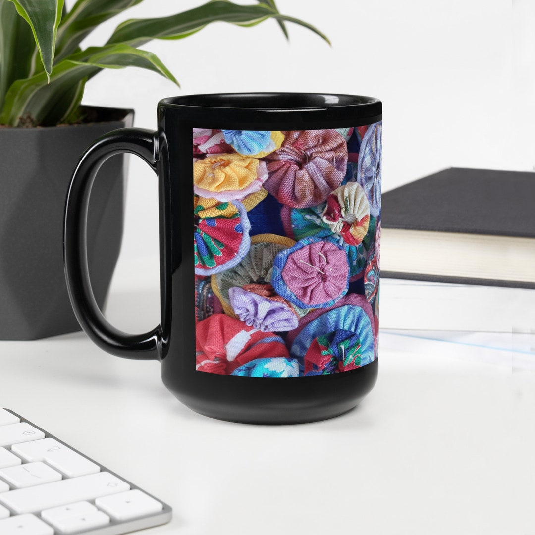 Suffolk Puffs Design Large Mug Brights on Black - Etsy