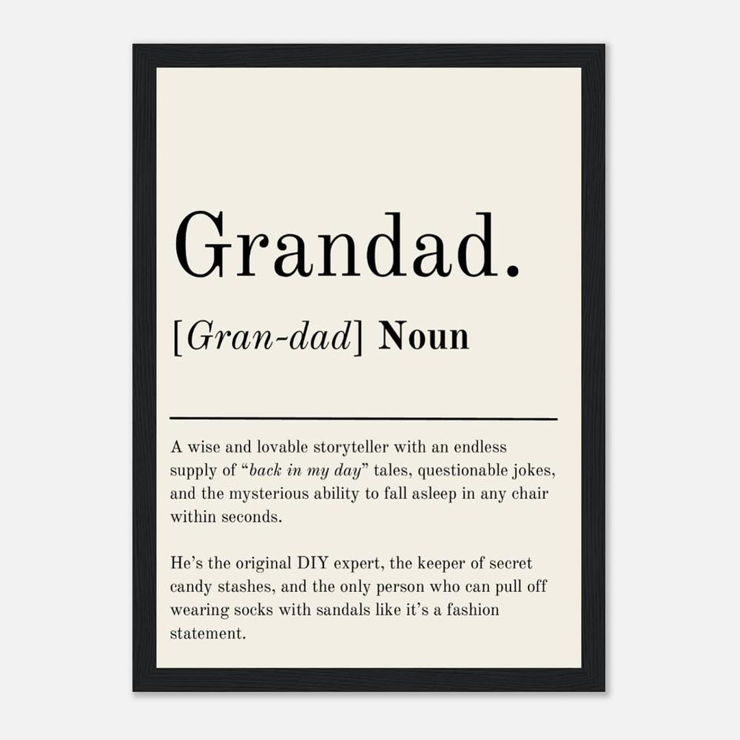 Grandad Funny Definition Wall Art Poster A4 - Etsy