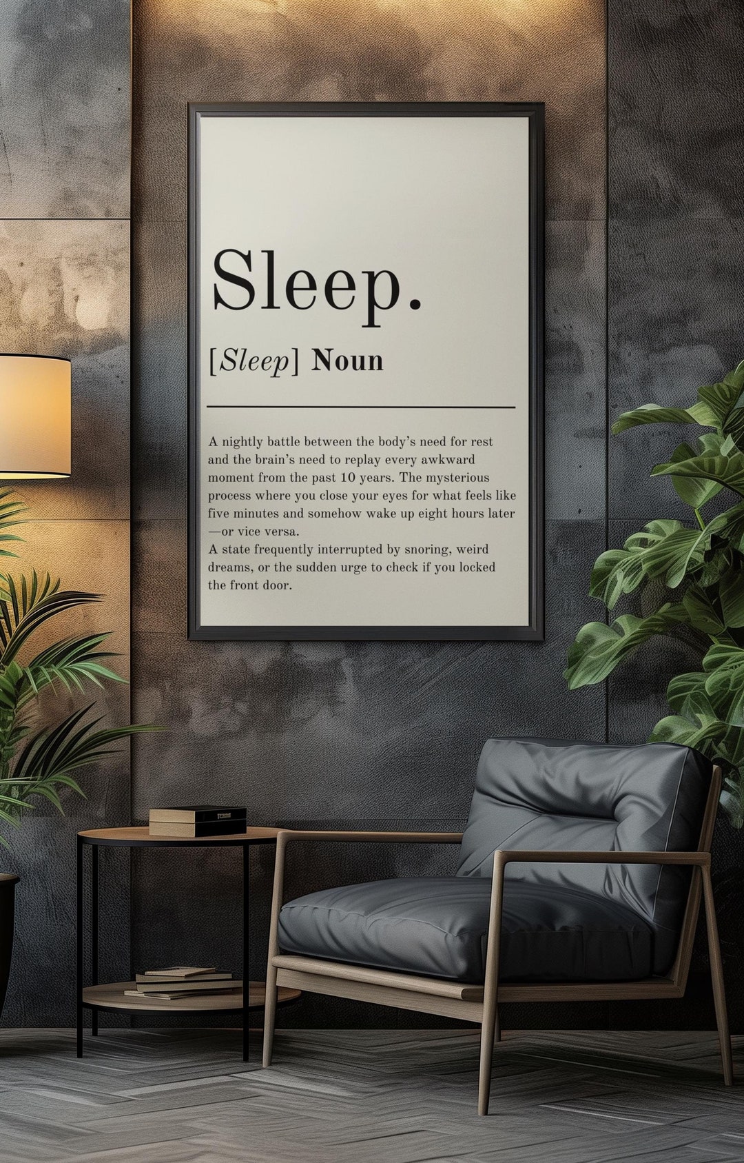 Funny Sleep Definition Wall Art Poster Snooze Artwork Wall Decor - Etsy