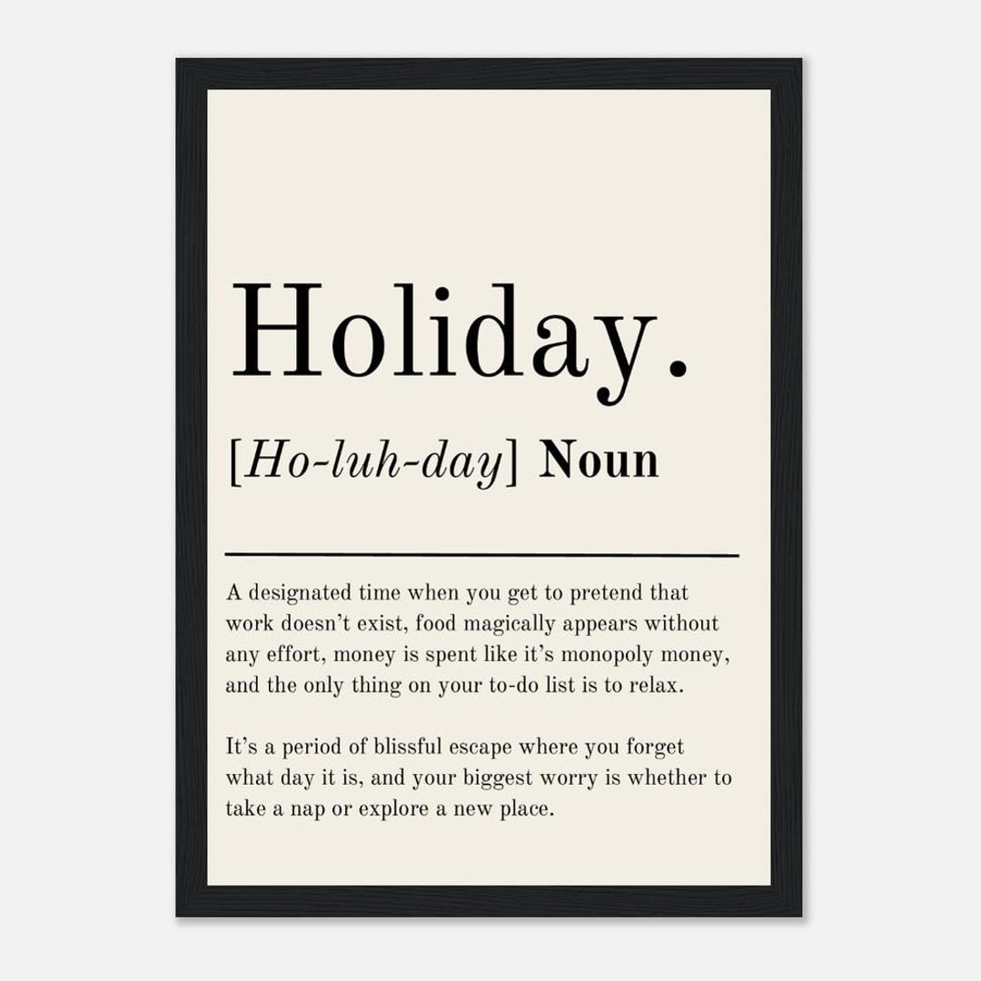 Holiday Funny Definition Wall Art Poster A4 - Etsy