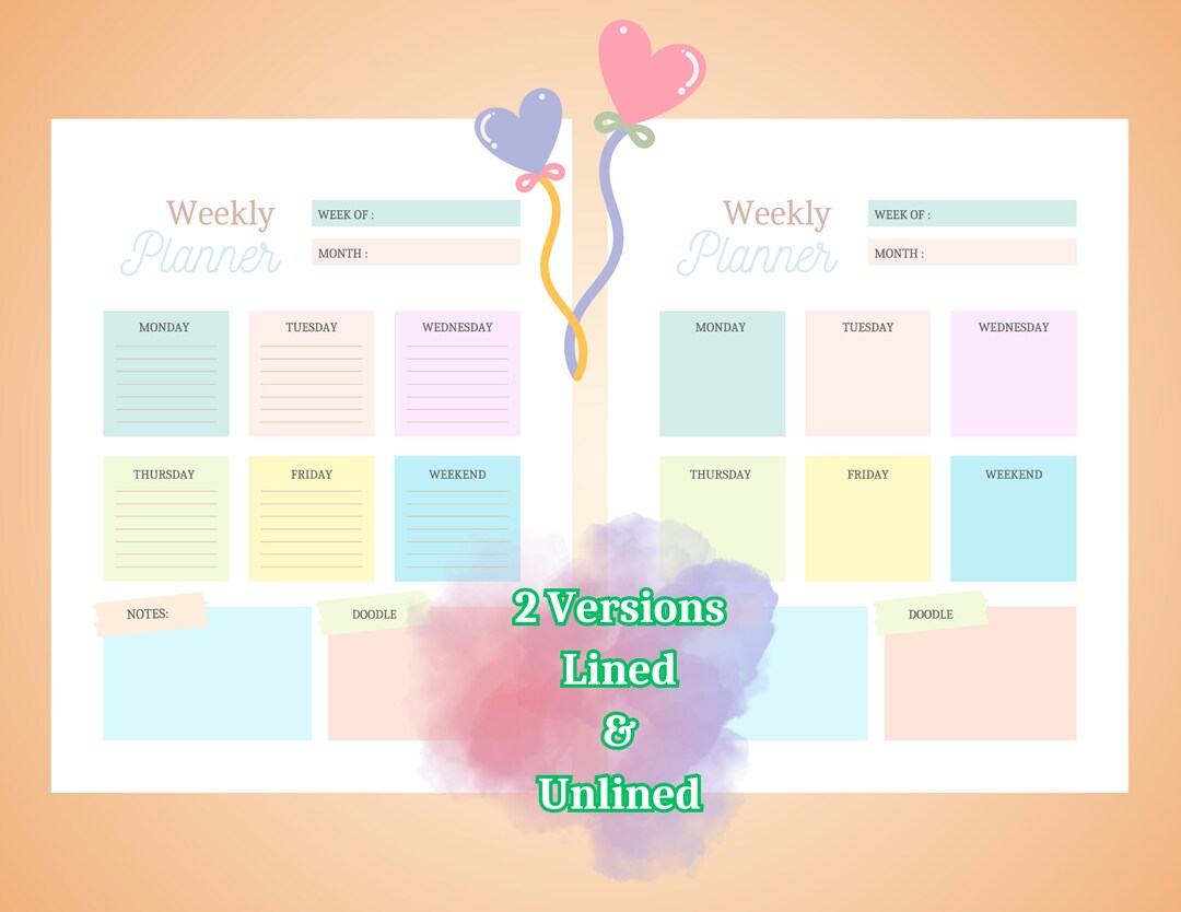 Colorful Weekly Schedule Printable, Weekly Planner Printable, Home ...