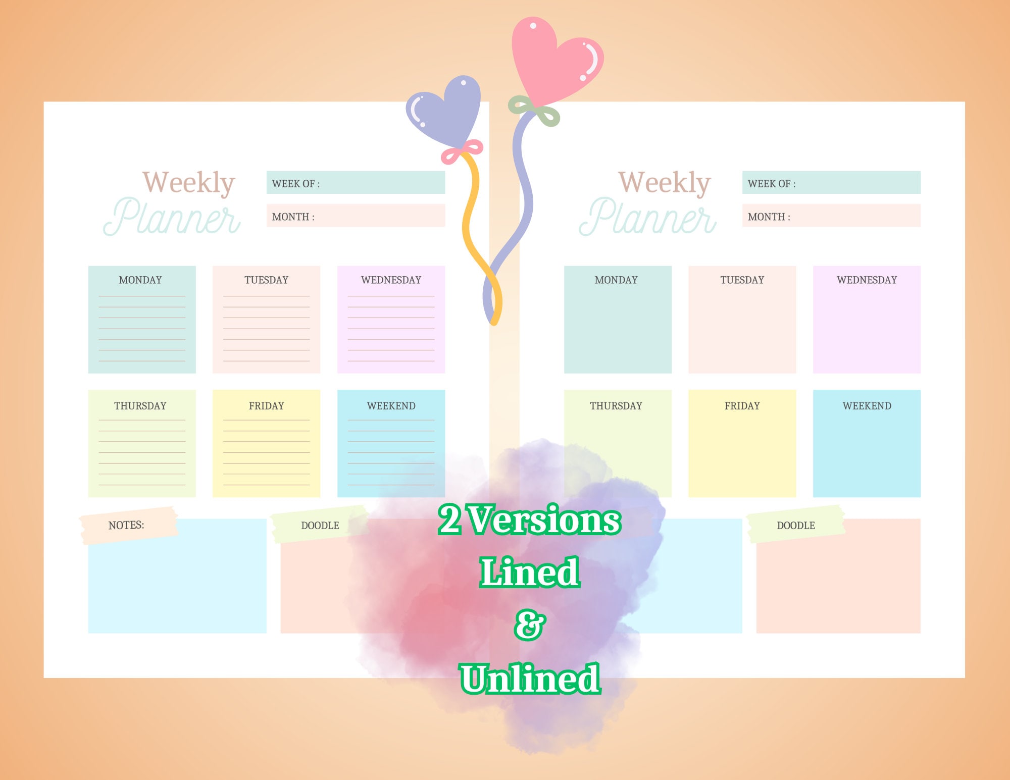 Colorful Weekly Schedule Printable, Weekly Planner Printable, Home ...