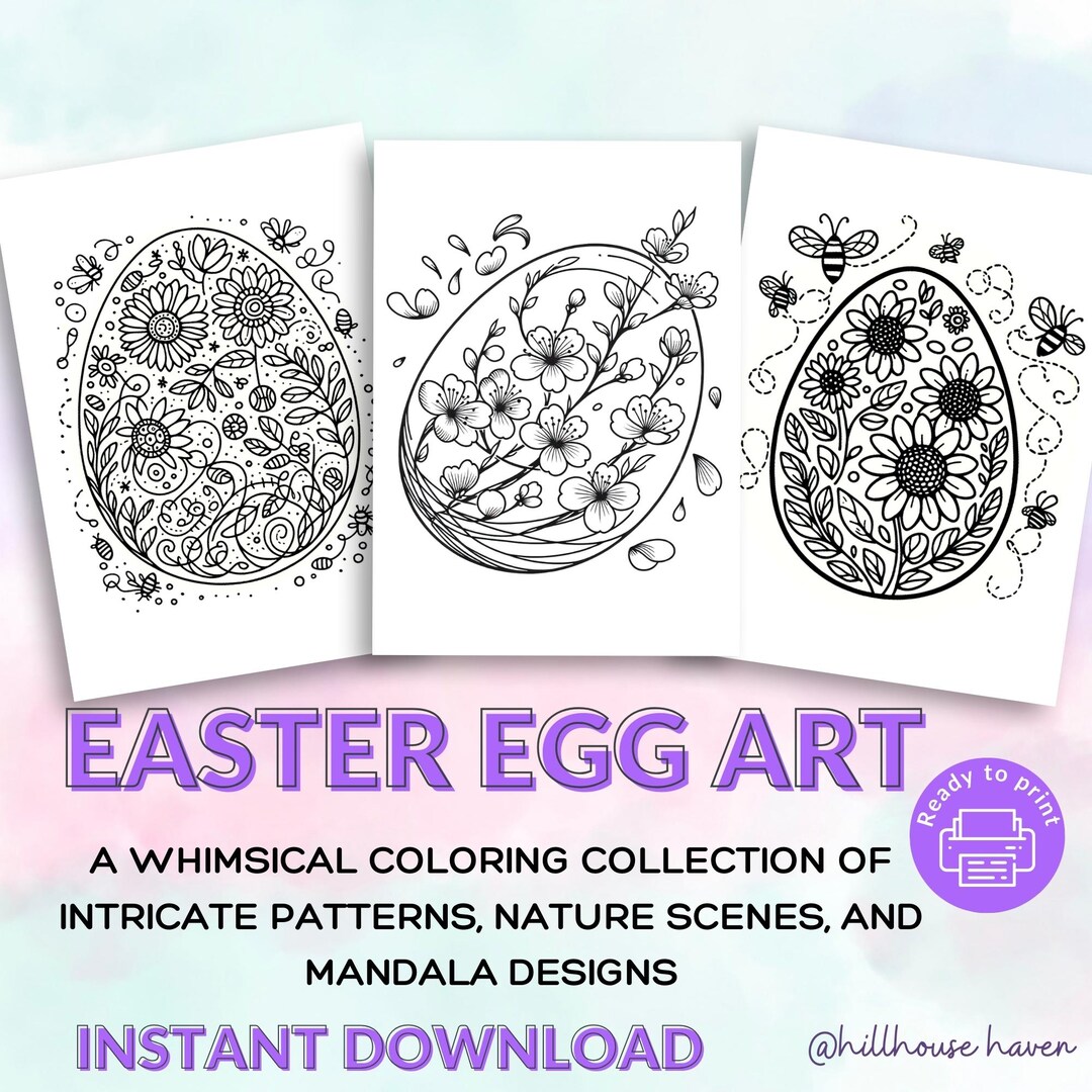 Easter Egg Coloring Pages-printable Easter Activity for Kids-teens ...