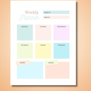 Colorful Weekly Schedule Printable, Weekly Planner Printable, Home ...