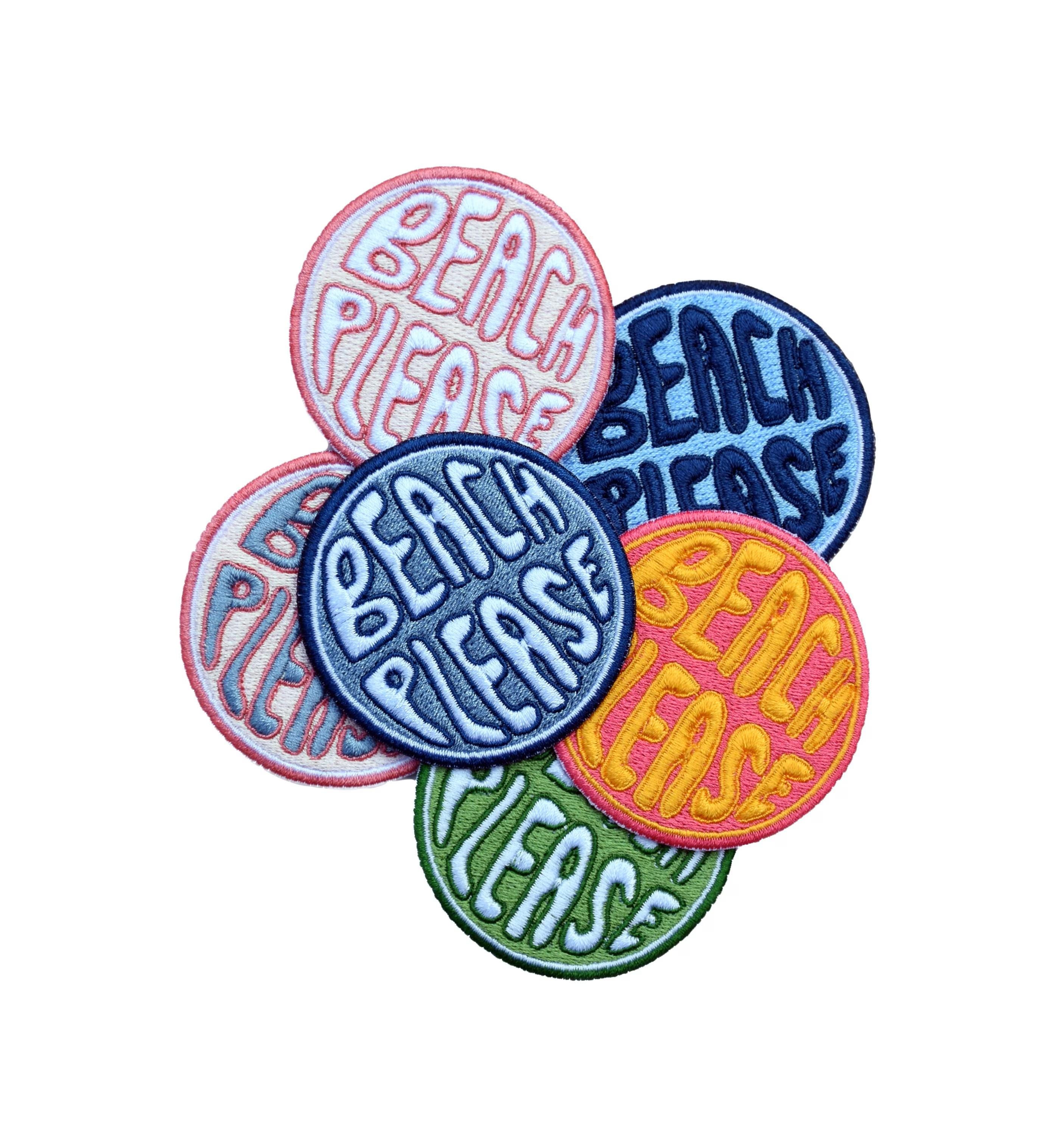 BEACH PLEASE Embroidered Patch, Iron on Holiday Badge, Funny Travel ...