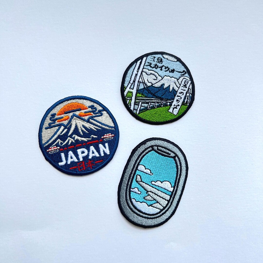 Japan Travel Embroidered Patch Set: Mount Fuji, Mishima Skywalk ...