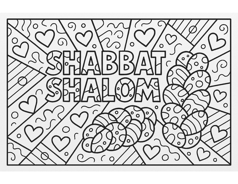 Shabbat Coloring Pages | Romero Britto Style | Jewish Holiday Printable ...