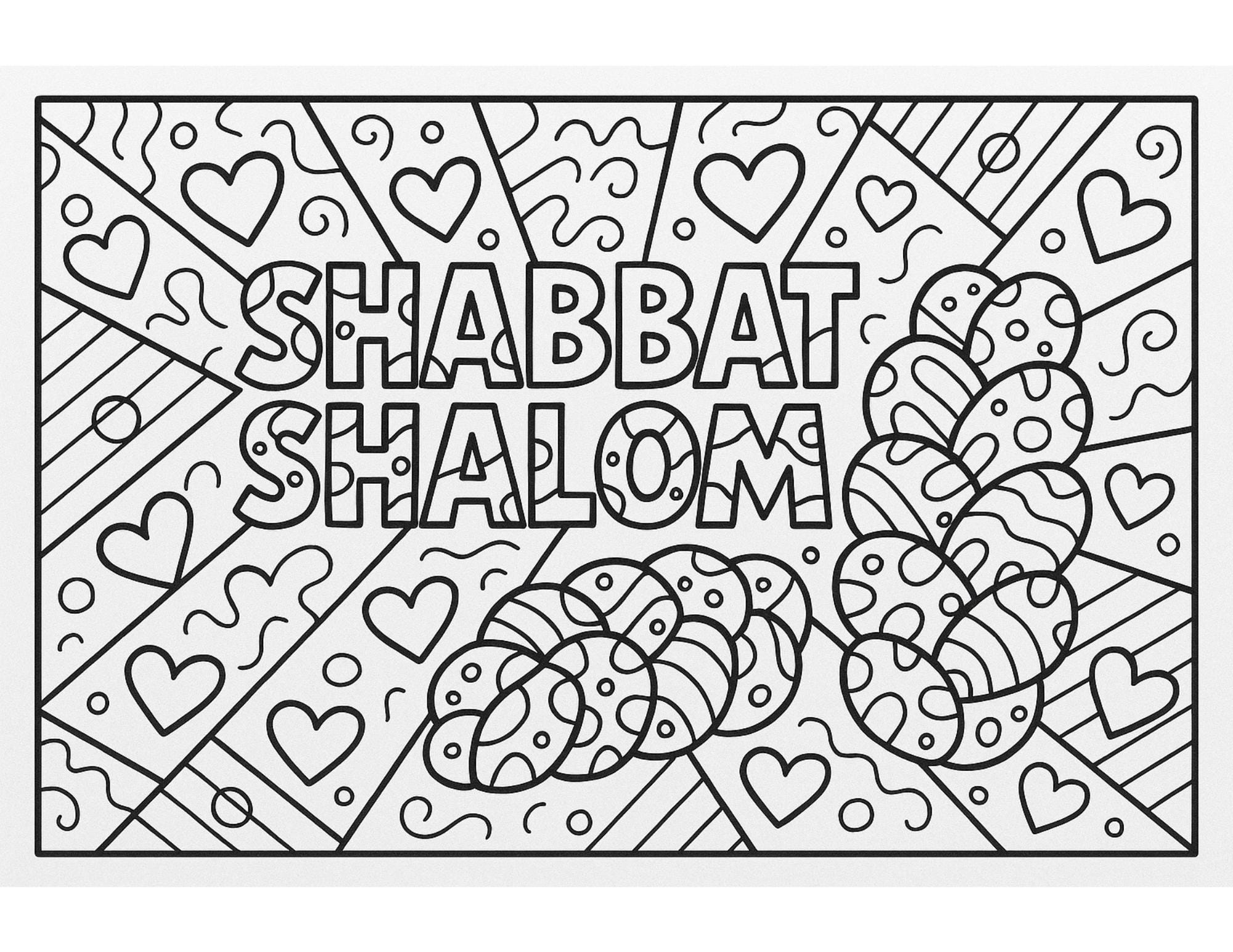 Shabbat Coloring Pages | Romero Britto Style | Jewish Holiday Printable ...
