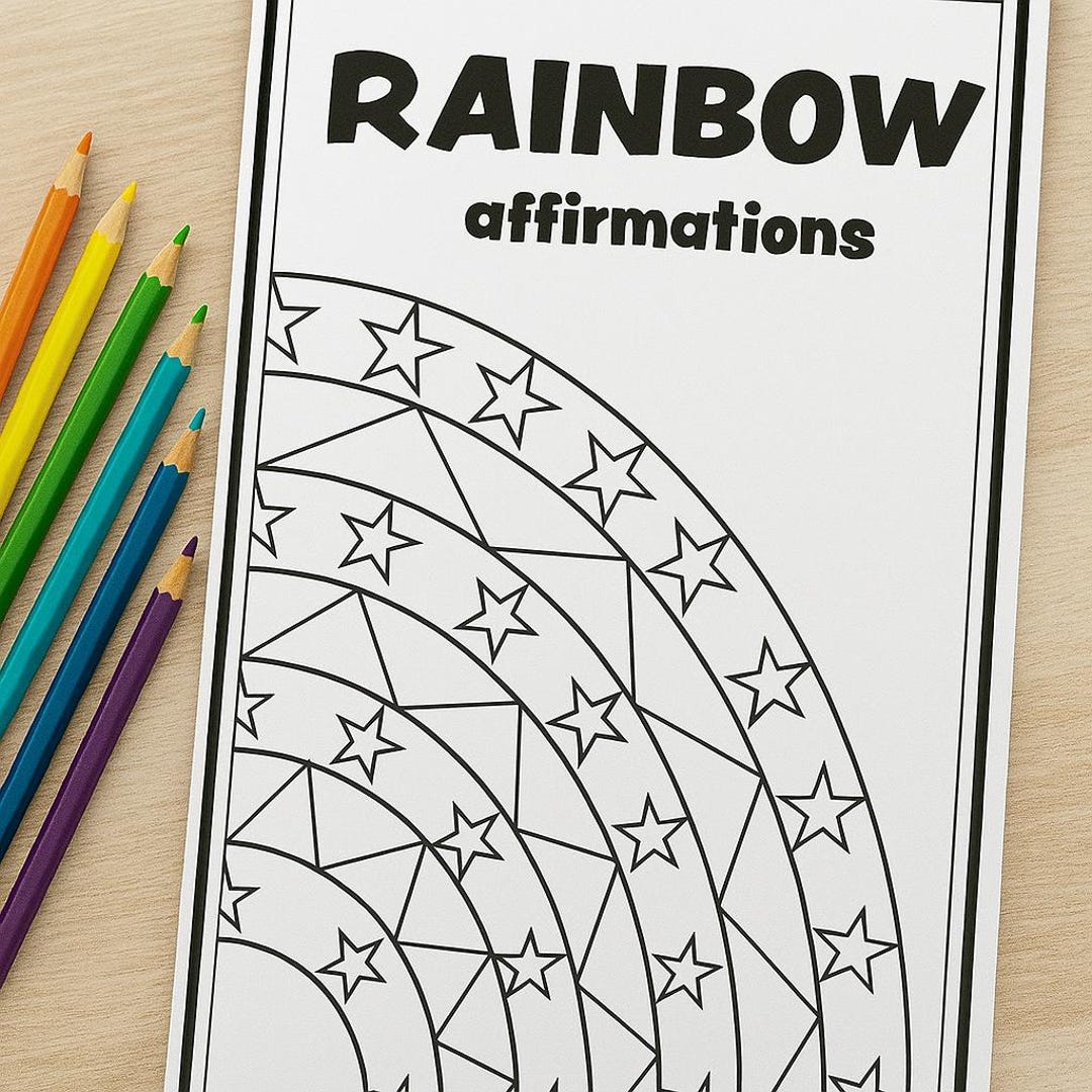 Rainbow Affirmations Coloring Pages – Printable Wall Art for Kids and ...