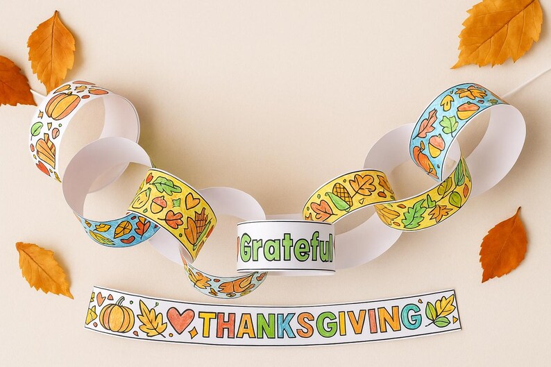 Thanksgiving DIY Chain Garland | Printable PDF Instant Download - Etsy