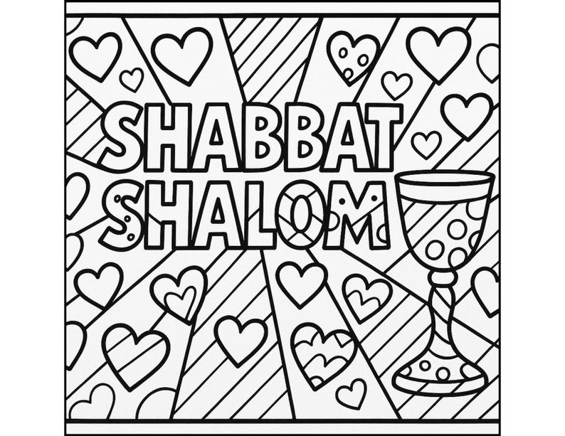 Shabbat Coloring Pages | Romero Britto Style | Jewish Holiday Printable ...